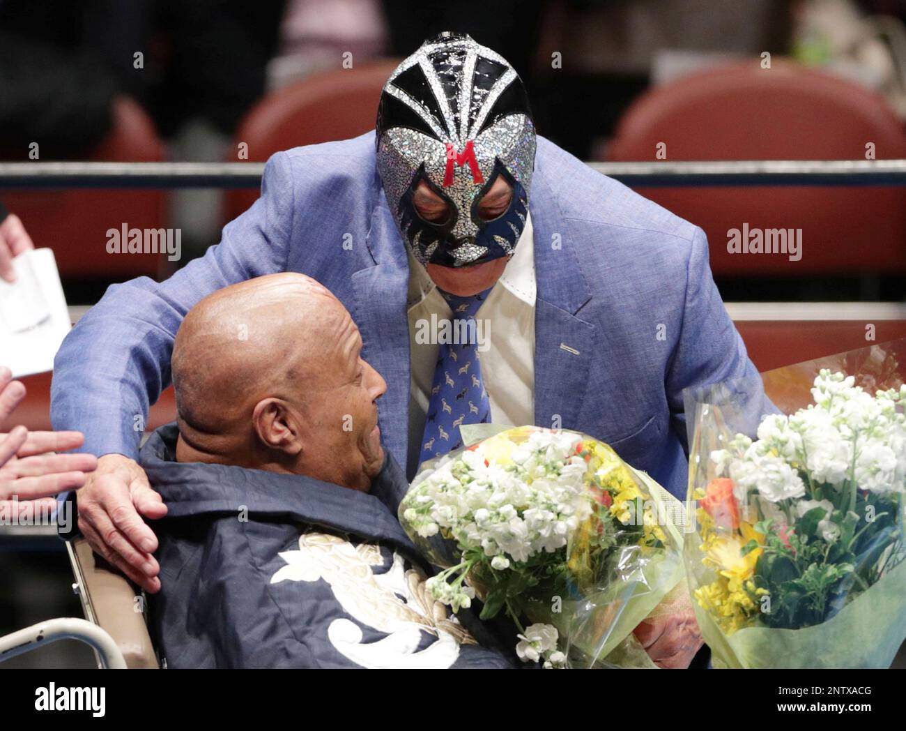 Abdullah the Butcher (L), a professinal wrestler, is celebrated by Mil ...
