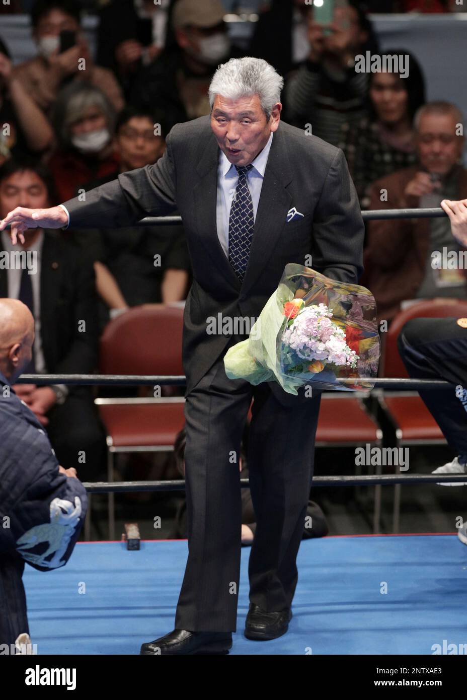 Former Japanese pro wrestler, Seiji Sakaguchi attends the Giant Baba Memorial 20th Anniversary ...