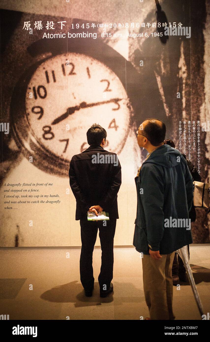 photo of a clock that stopped at the time of the atomic bomb explosion ...