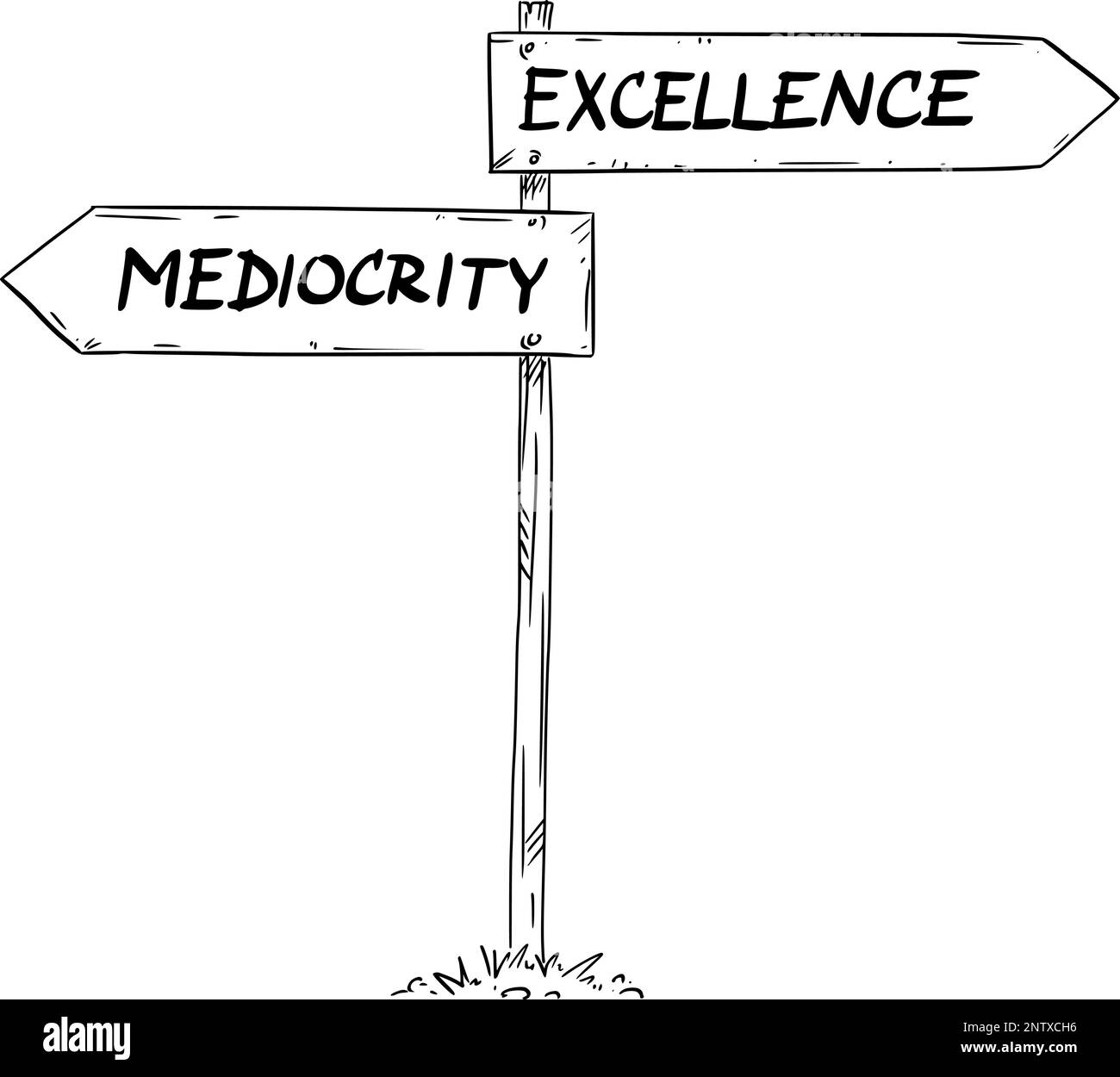 Choose Excellence or Mediocrity , Vector Cartoon Illustration Stock ...