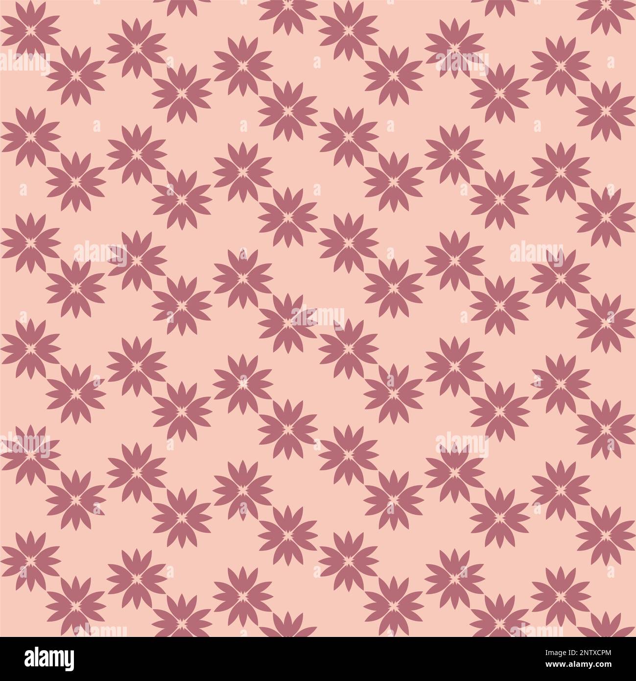 Pretty pink daisy flower seamless vector pattern background. Vintage ...