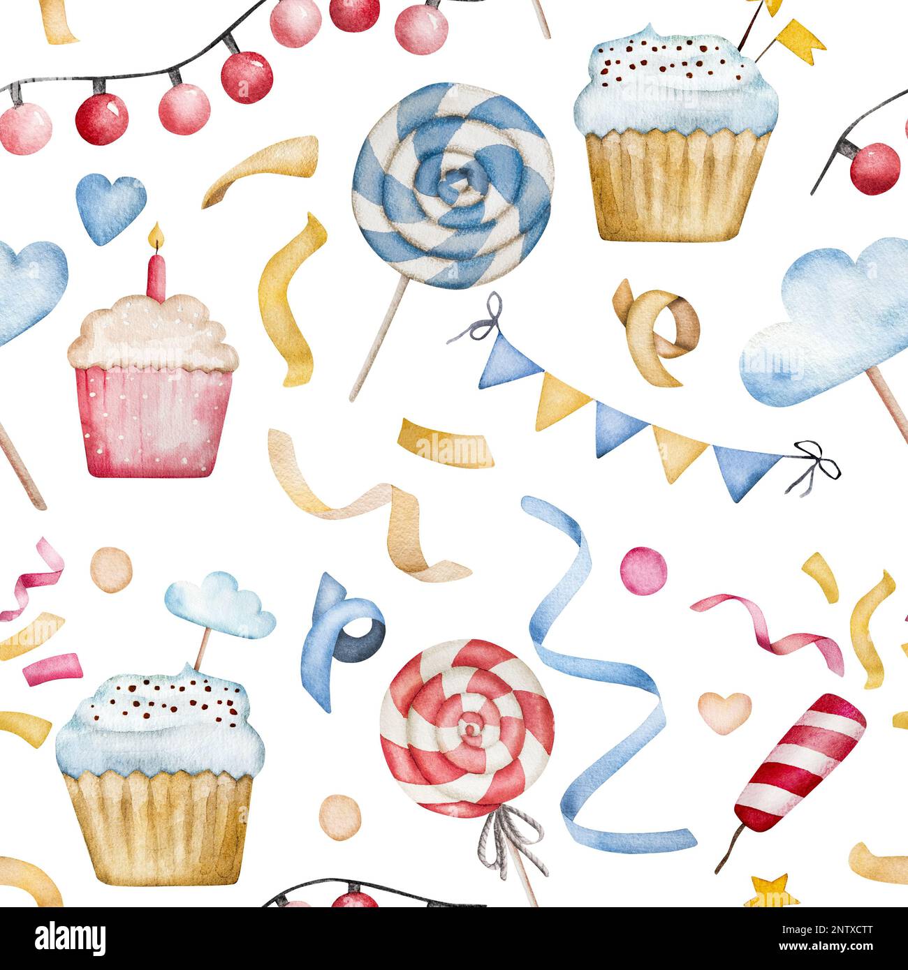 Happy Birthday cupcake watercolor illustration Stock Photo - Alamy