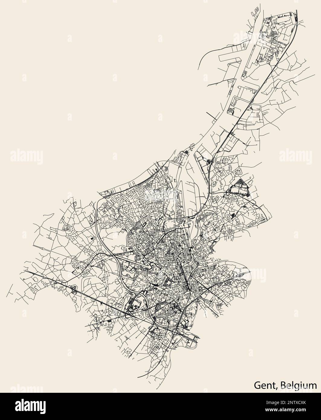 Street roads map of GHENT, BELGIUM Stock Vector Image & Art - Alamy