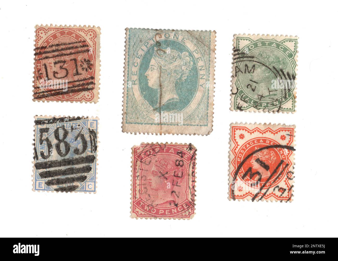 Vintage Queen Victoria postage stamps on a white background Stock Photo ...