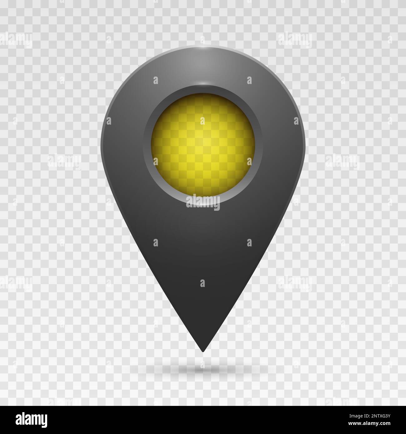 The geolocation icon is dark gray with highlights and a yellow insert ...