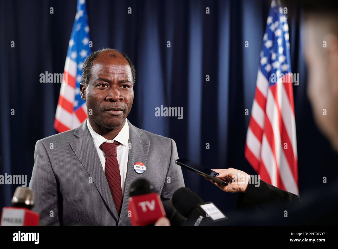 African american politician giving interview hi-res stock photography ...