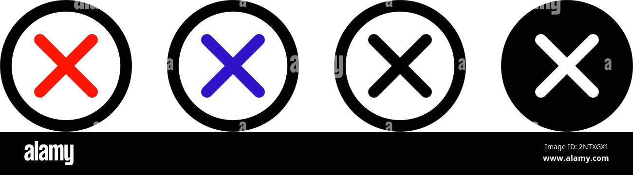 Cross mark icon set. Prohibited and restricted icons. Editable vector ...