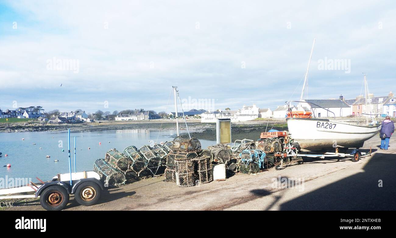 Harbourside scene, Isle of Whithorn, Scotland Stock Photo - Alamy