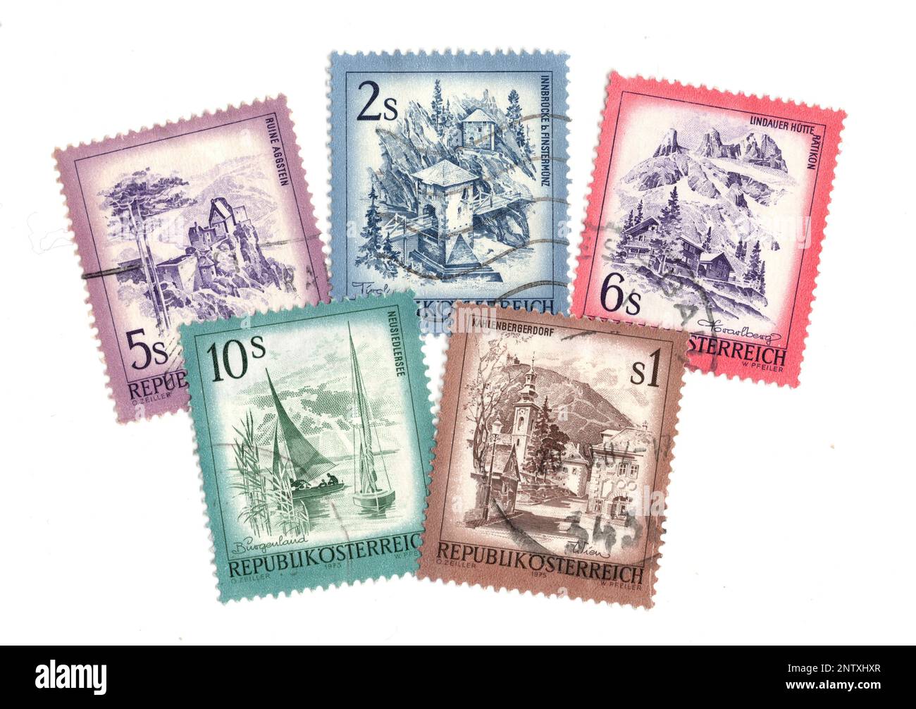 Vintage postage stamps from Austria on a white background Stock Photo ...