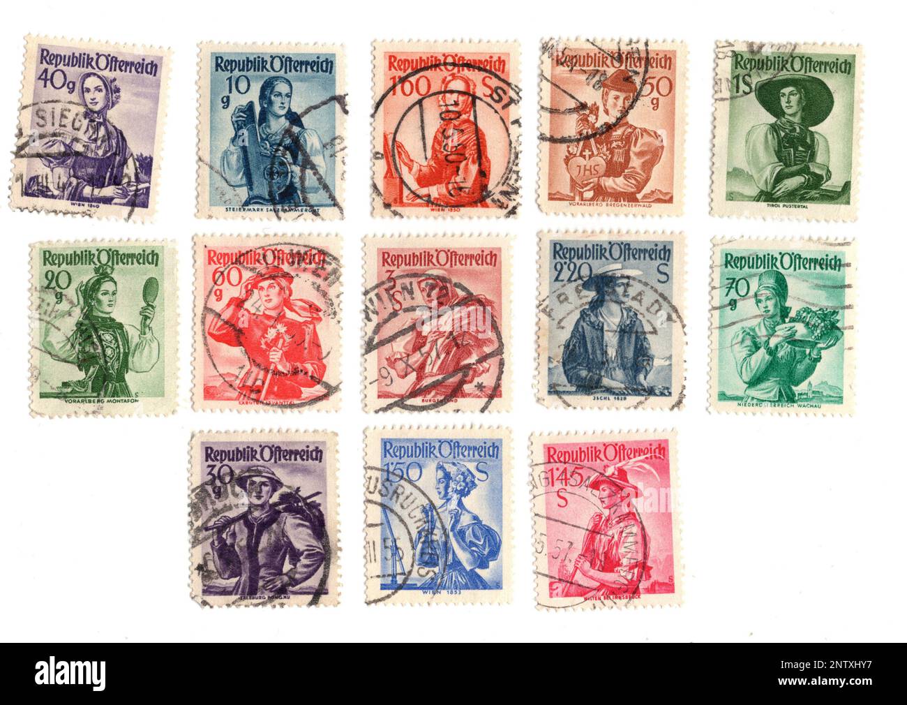 Vintage postage stamps from Austria on a white background Stock Photo ...
