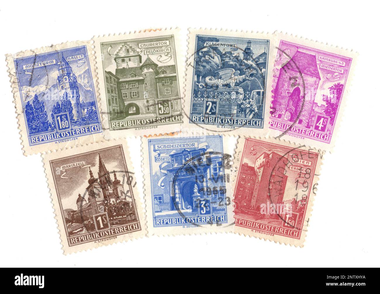 Vintage postage stamps from Austria on a white background Stock Photo ...