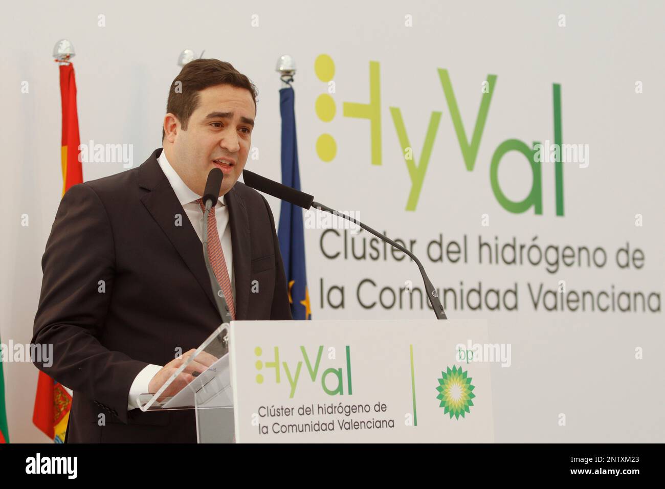 The president of BP in Spain, Andrés Guevara De la Vega, speaks during ...