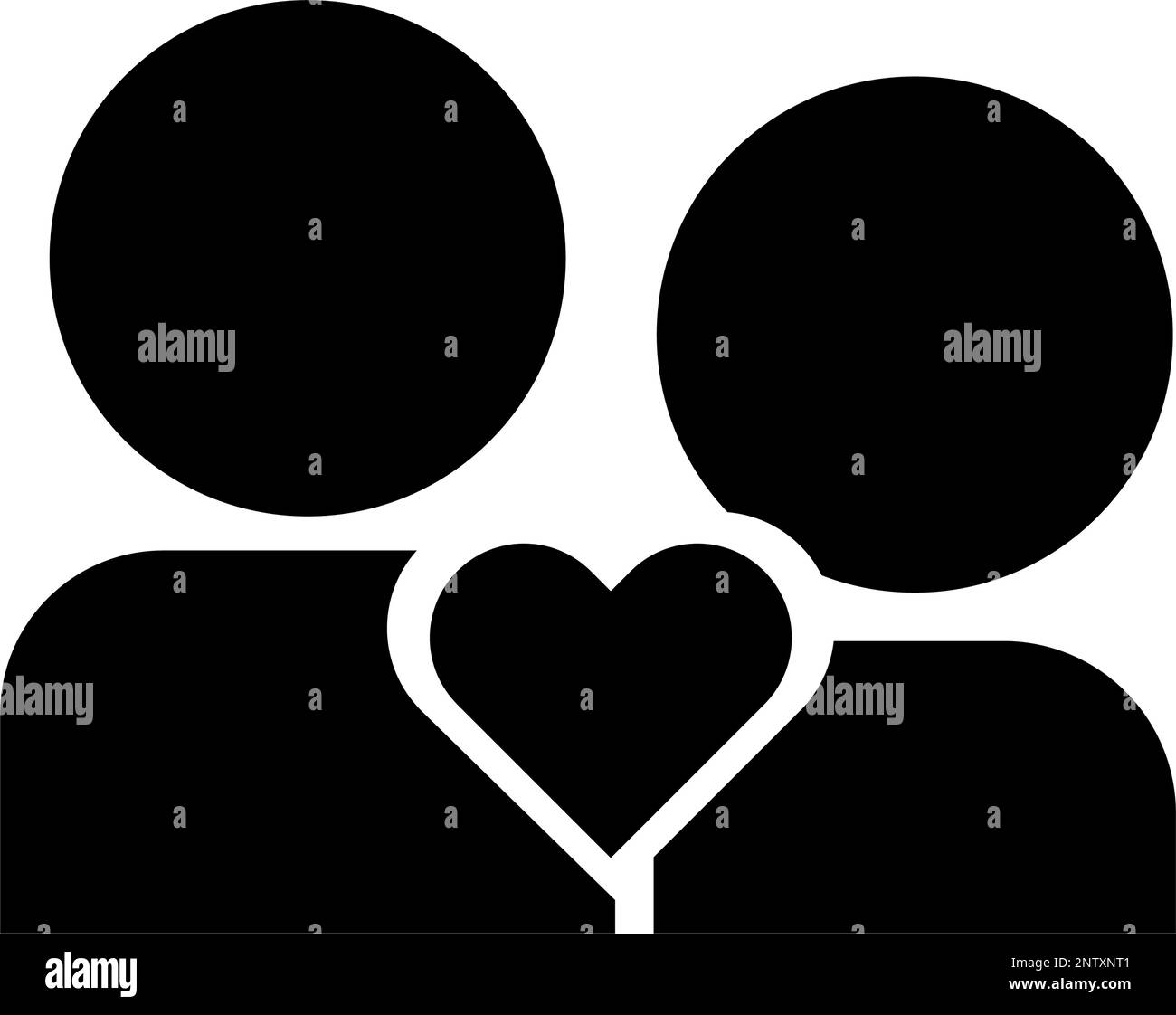 Couple silhouette icon. Two people falling in love. Editable vector ...