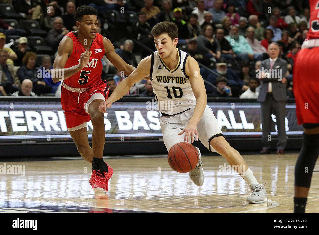 SPARTANBURG, SC - FEBRUARY 14: Nathan Hoover (10) guard of Wofford ...