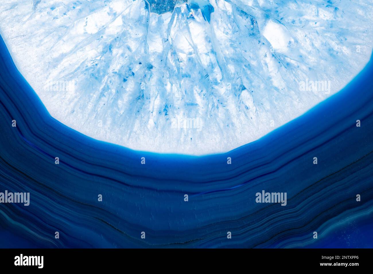 Amazing blue agate cut cross section. Natural crystal mineral formation ...