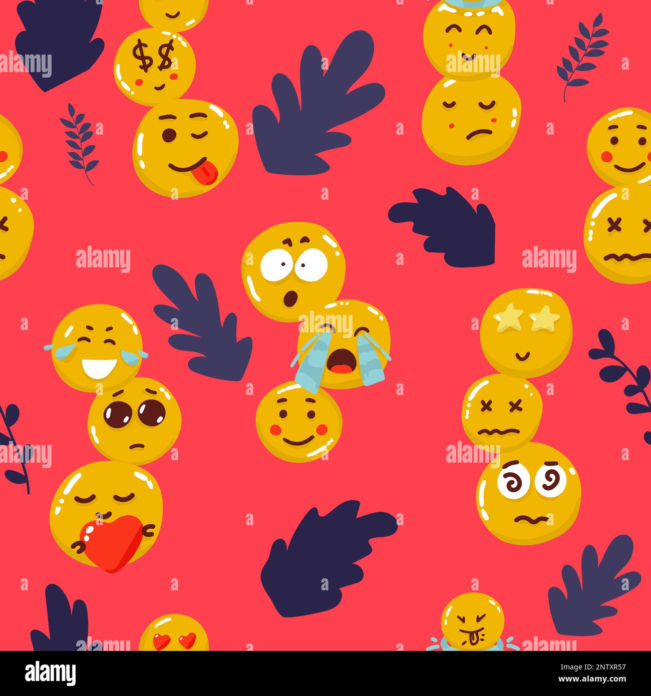Pastel colors smile emoticons pattern. Smiley in pink, blue, yellow and ...