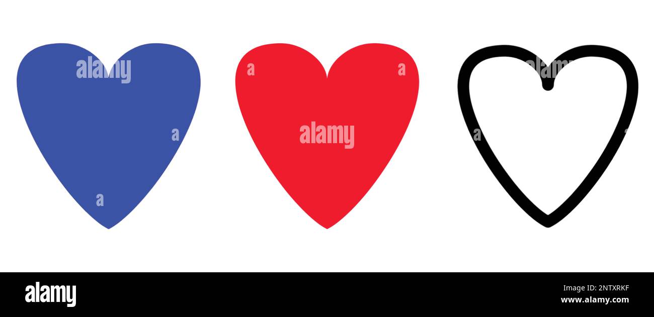 Three hearts in different colors on a white background. Love concept ...