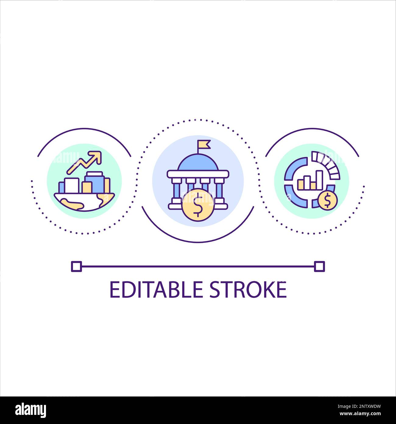 Government regulation of economic development loop concept icon Stock ...