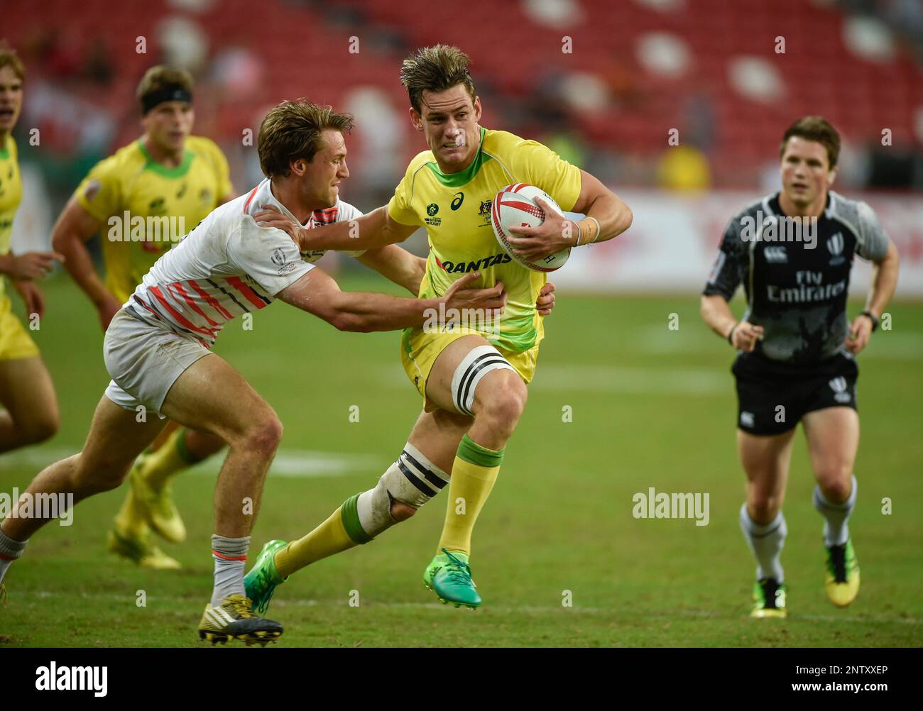 Australia's Lachie Anderson makes a break during the HSBC World Rugby ...