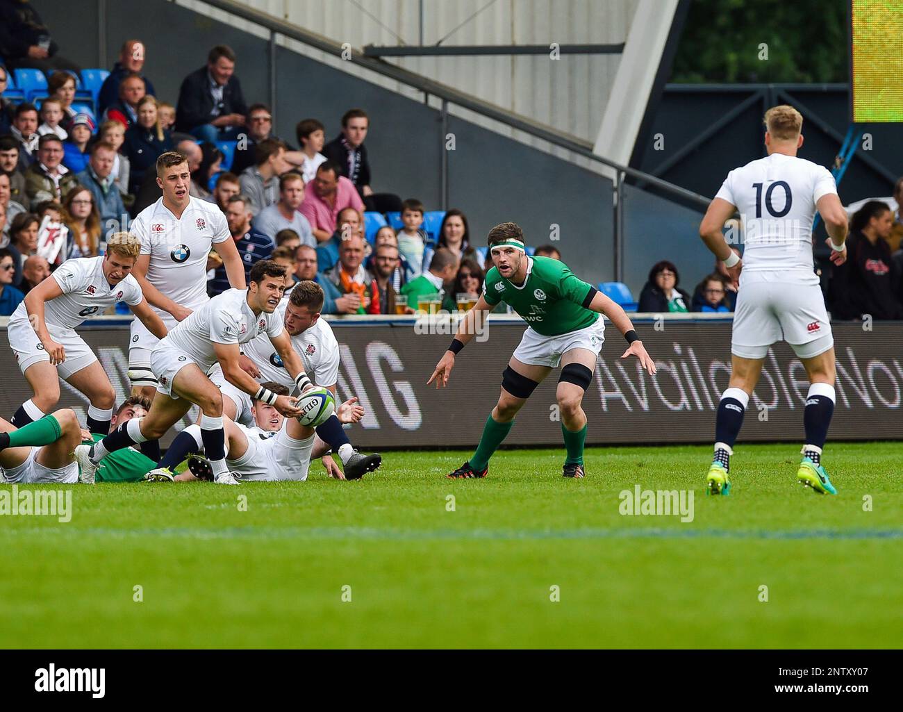England scrum-half Max Green throws a pass during the World Rugby U20 ...