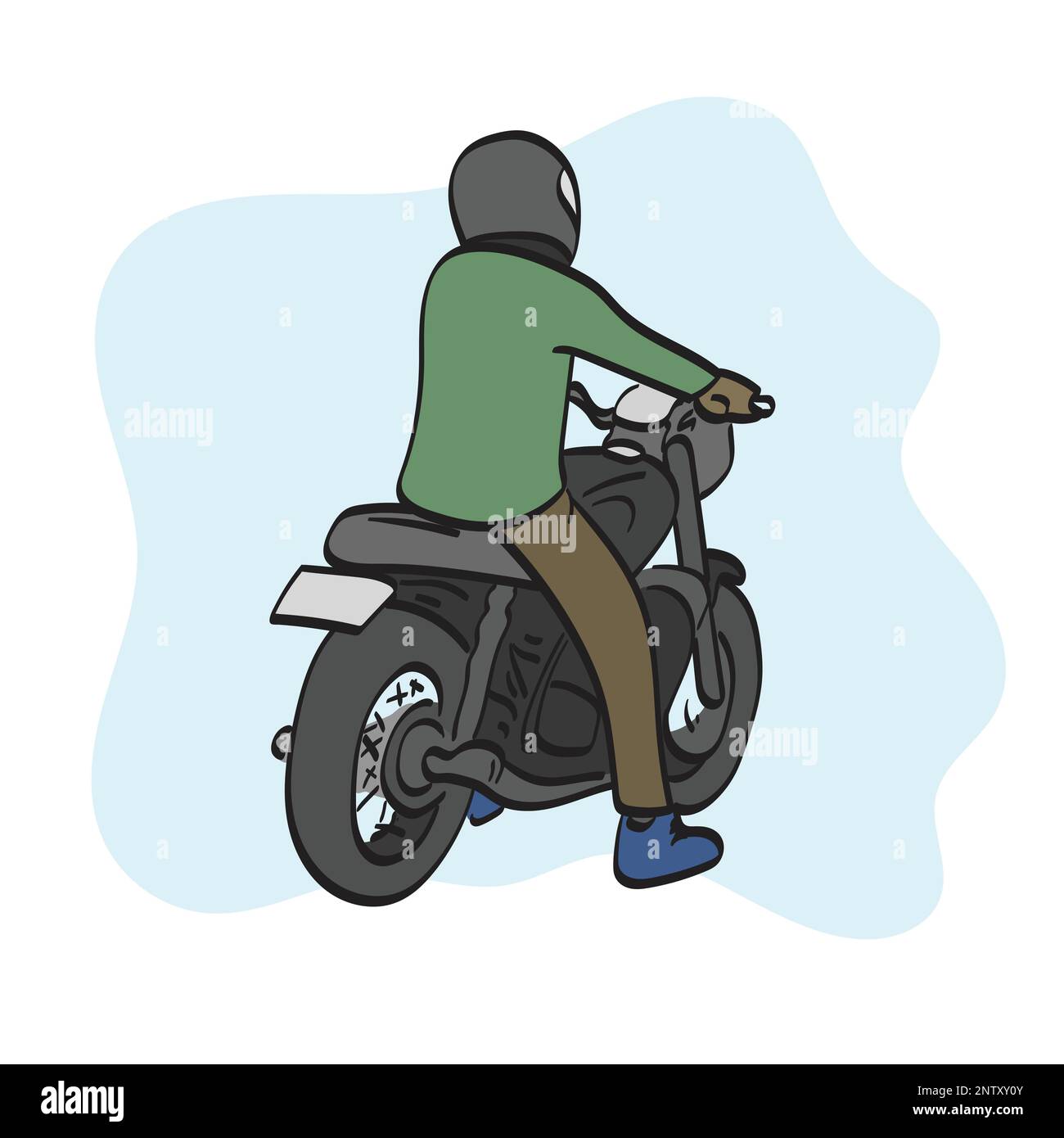 line art man riding motorcycle illustration vector hand drawn isolated ...