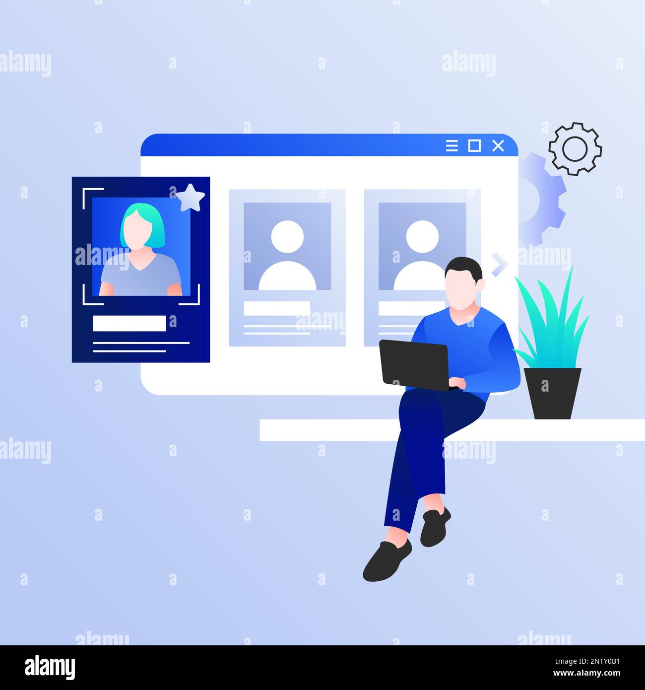 Recruitment Illustration. Recruiter hiring new employees. Vector ...