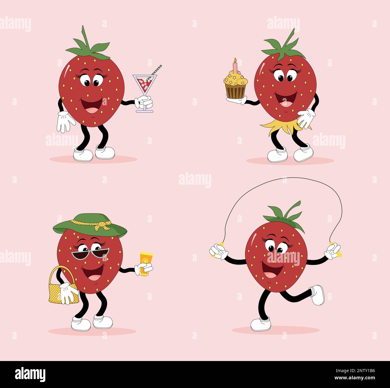 Cartoon style - cheerful and positive strawberry Stock Vector Image ...