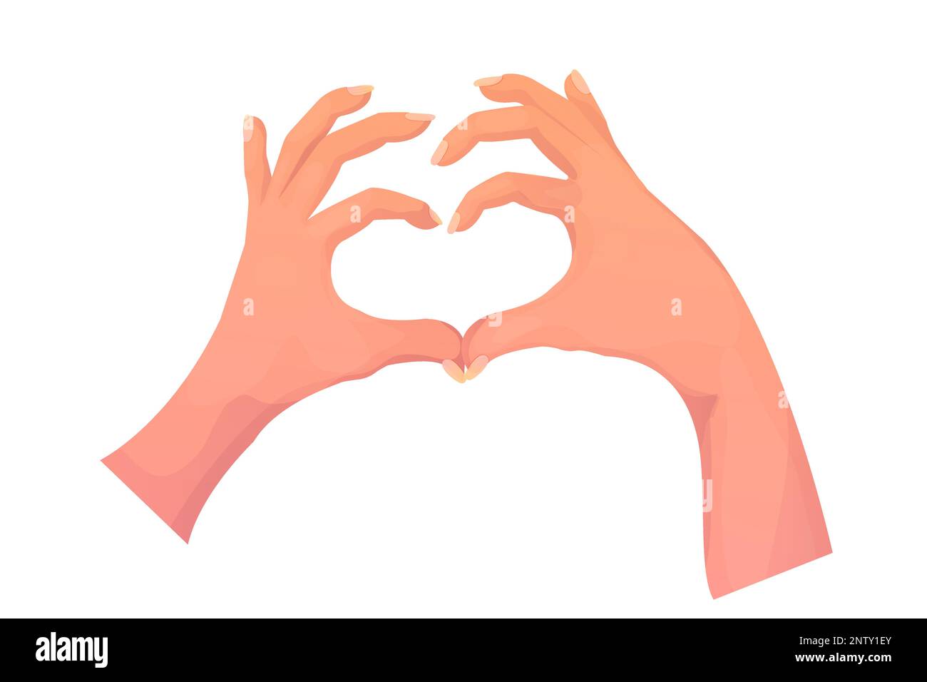 Two hands in gesture heart shape, arms as a sign love in cartoon style ...