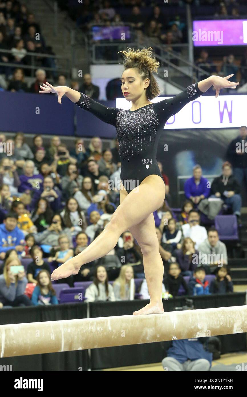 SEATTLE, WA - FEBRUARY 10: UCLA gymnast Katelyn Ohashi performs her ...