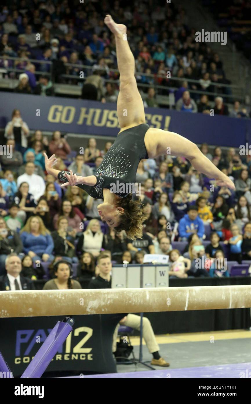 SEATTLE, WA - FEBRUARY 10: UCLA gymnast Katelyn Ohashi performs her ...
