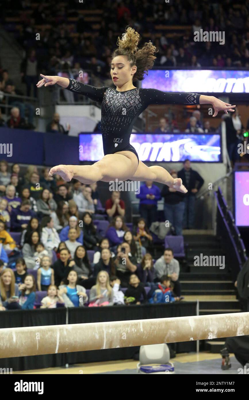 SEATTLE, WA - FEBRUARY 10: UCLA gymnast Katelyn Ohashi performs her ...