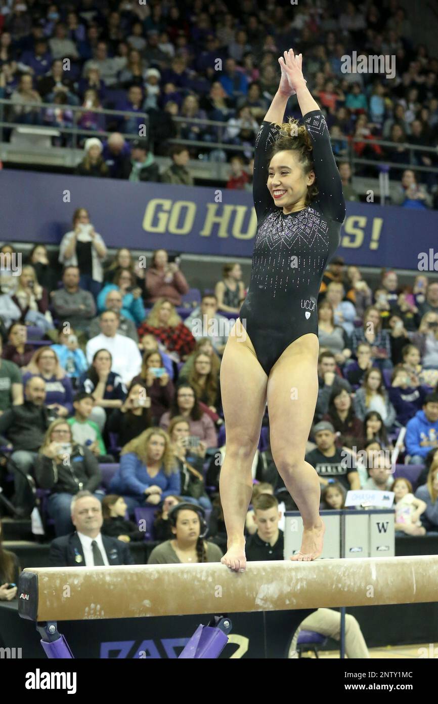 SEATTLE, WA - FEBRUARY 10: UCLA gymnast Katelyn Ohashi performs her ...