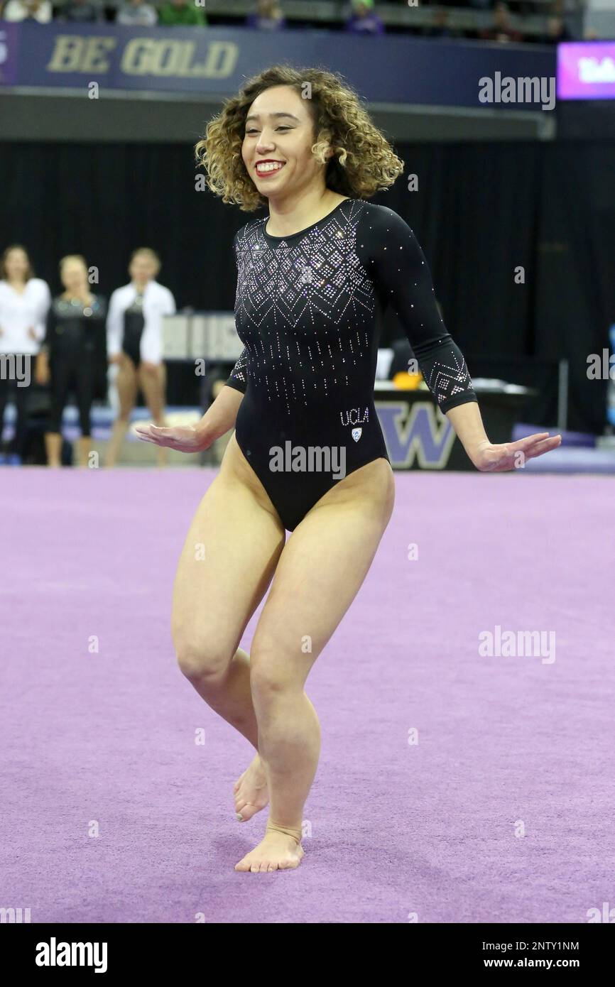 SEATTLE, WA - FEBRUARY 10: UCLA gymnast Katelyn Ohashi performs her ...