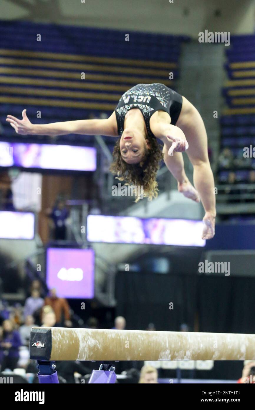 SEATTLE, WA - FEBRUARY 10: UCLA gymnast Katelyn Ohashi performs her ...