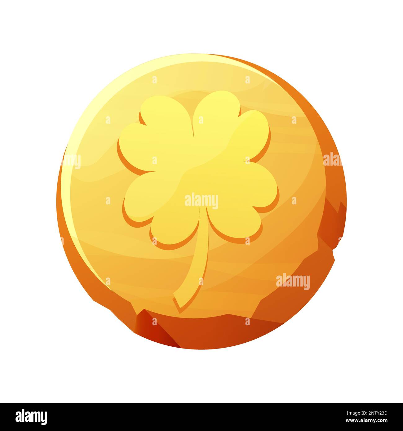 Golden coin with clover lucky symbol, irish penny Celtic celebration ...