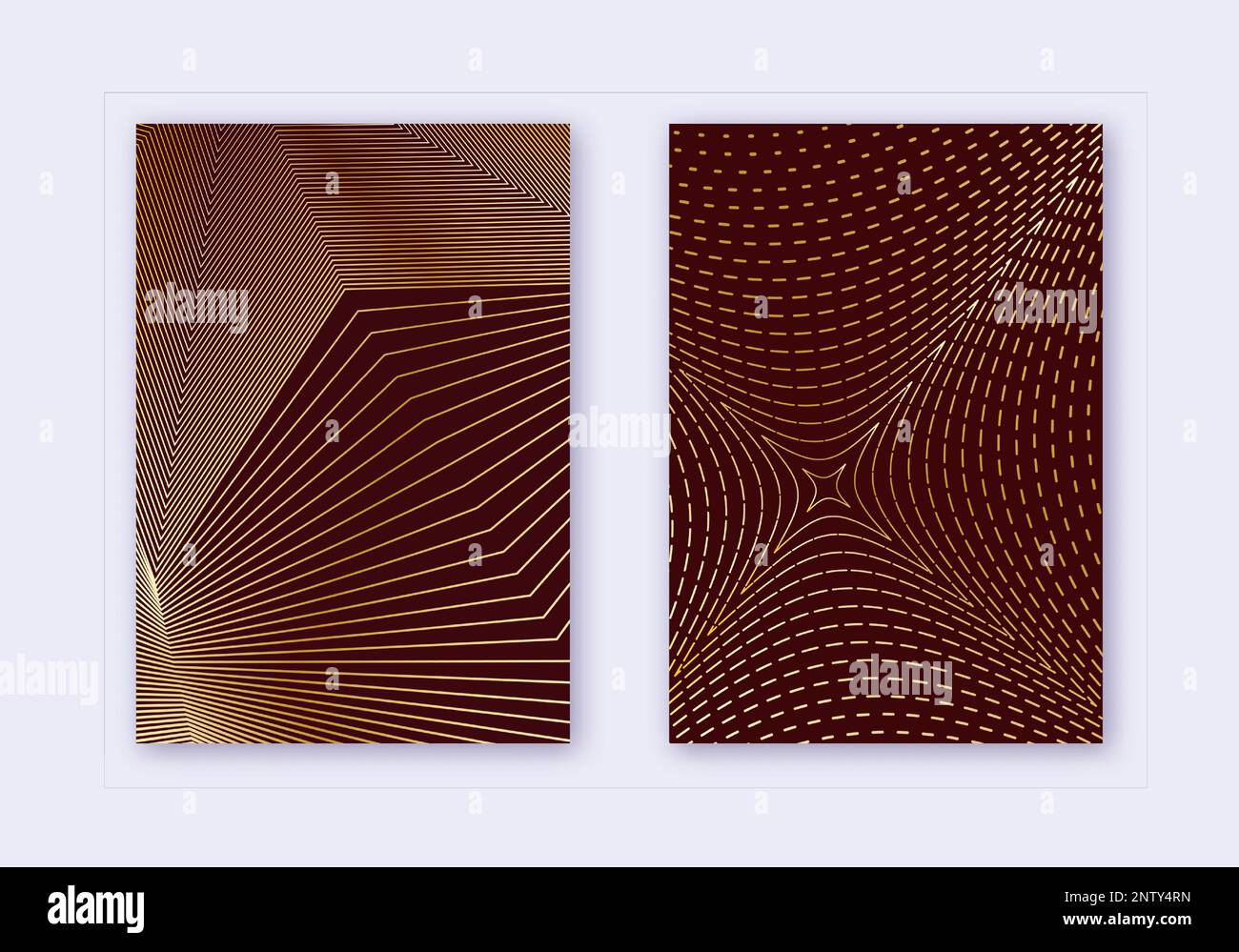 Cover design template set. Abstract lines modern brochure layout. Gold ...