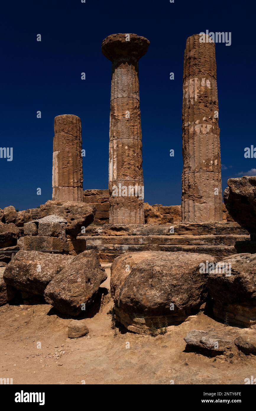 Traces of Ancient Greek decoration on reconstructed fluted standing ...