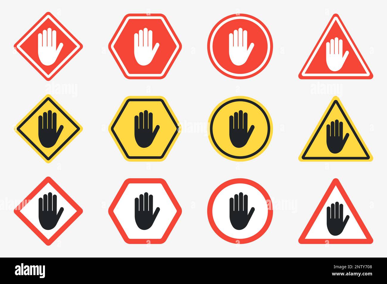 Exclamation mark of warning attention icon. Caution sign collection ...