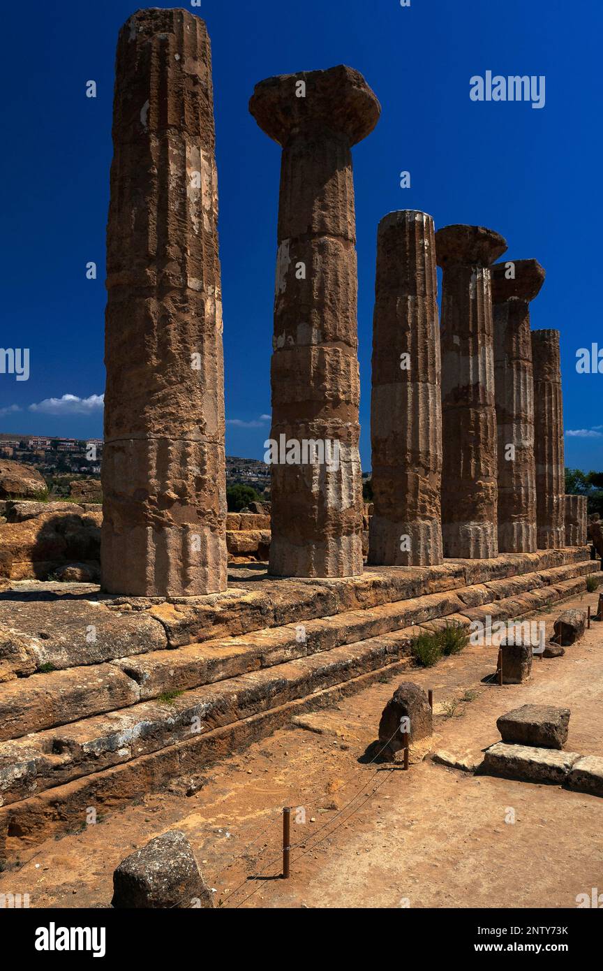 Part of an Ancient Greek Doric colonnade reconstructed in 1923 by ...