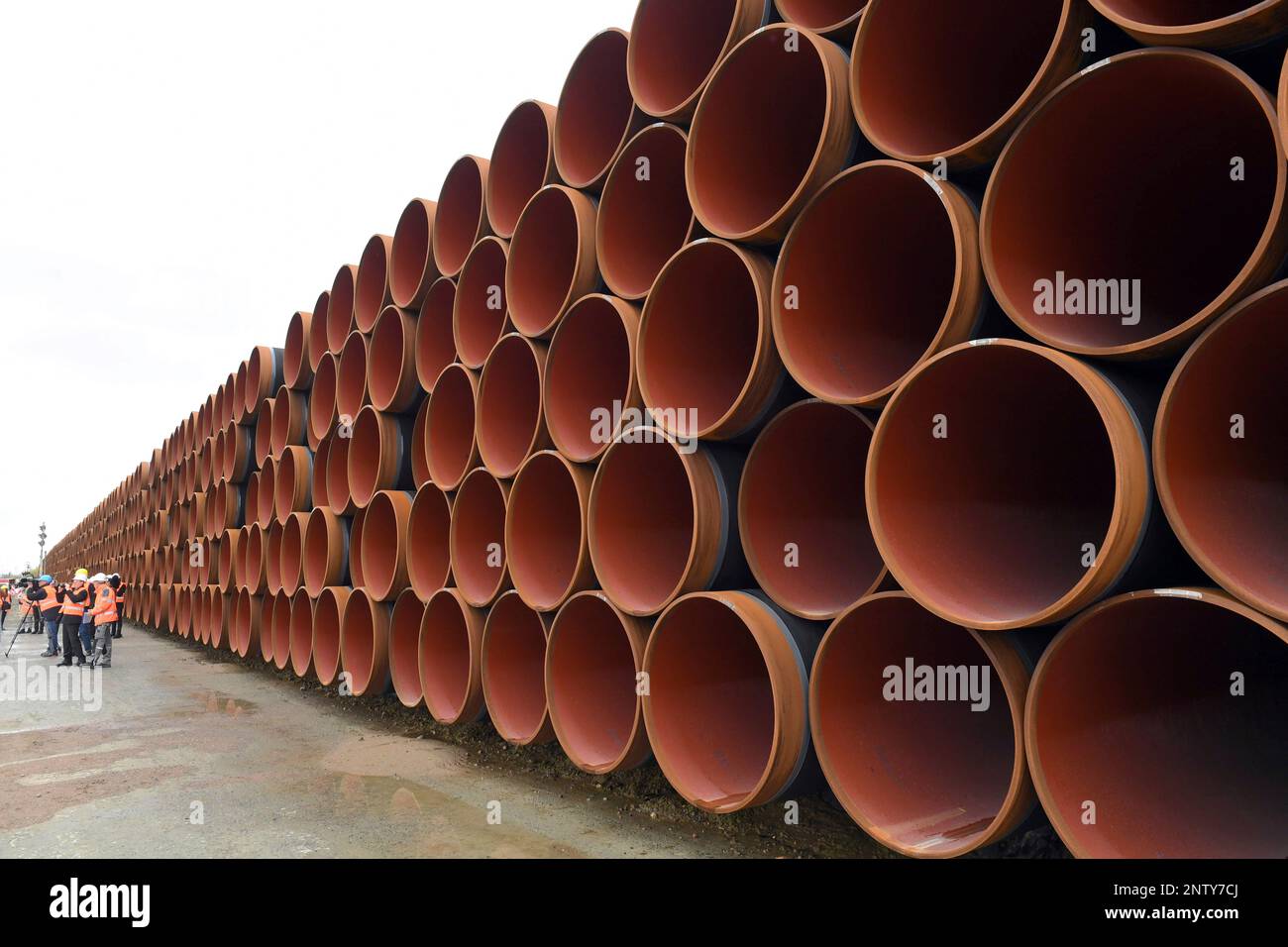 FILE - In this May 8, 2017 photo steel pipes for the North Stream 2 ...