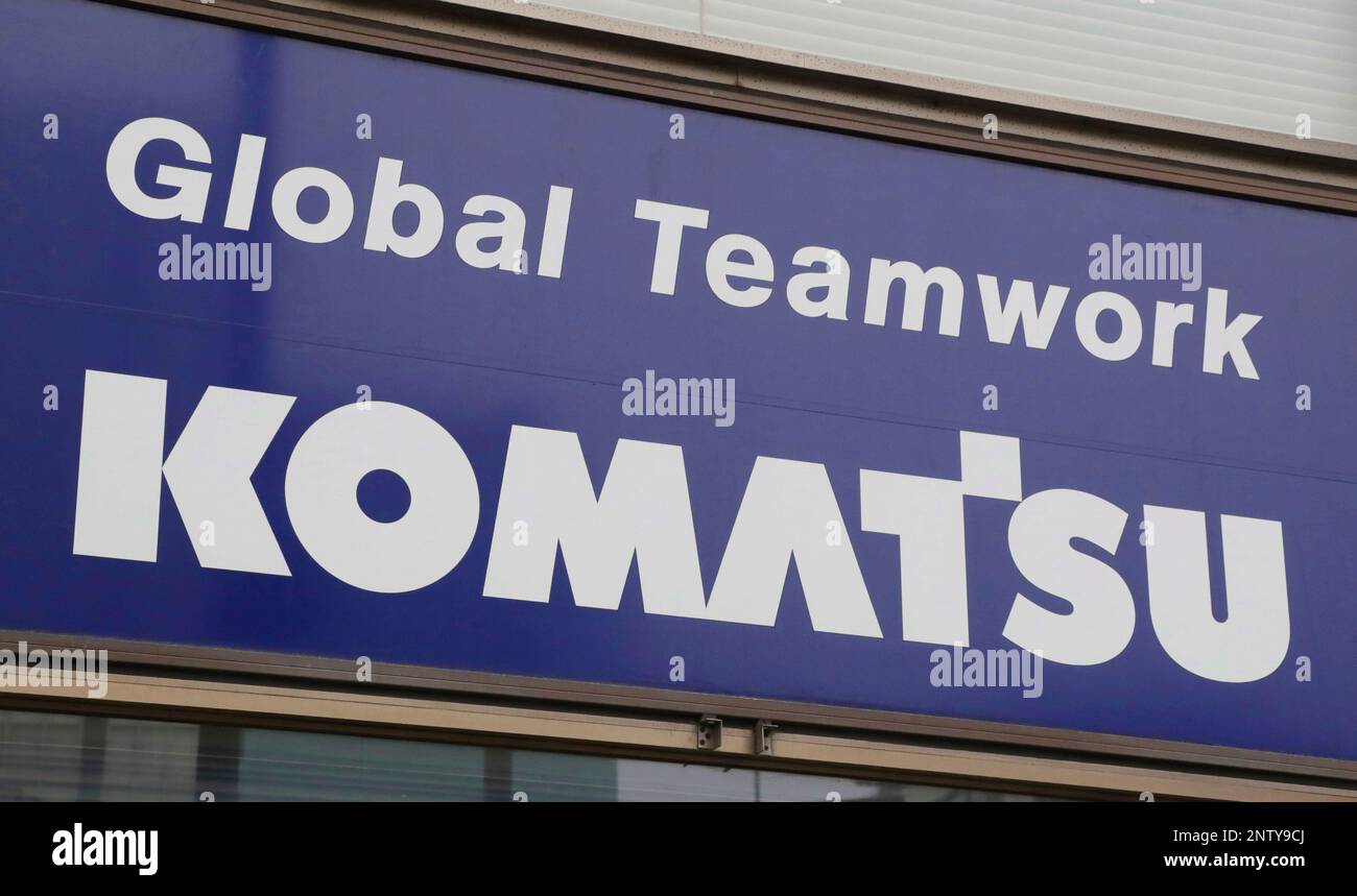 The logo of Komatsu Ltd. is seen at its Tokyo head office in Minato ...