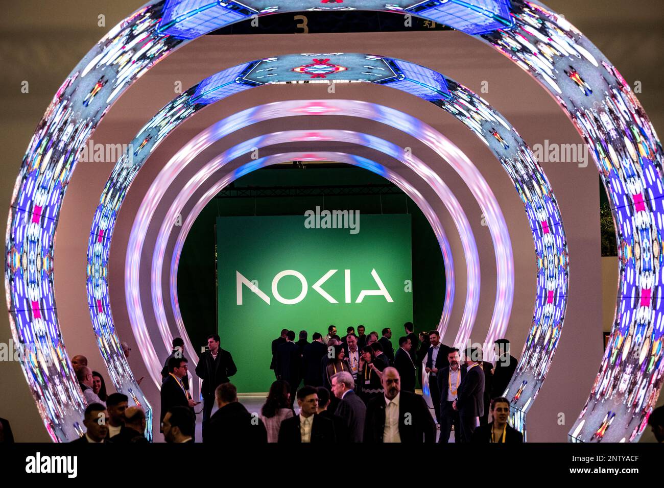 Barcelona, Spain. 28 February, 2023: The new Nokia logo is seen as ...