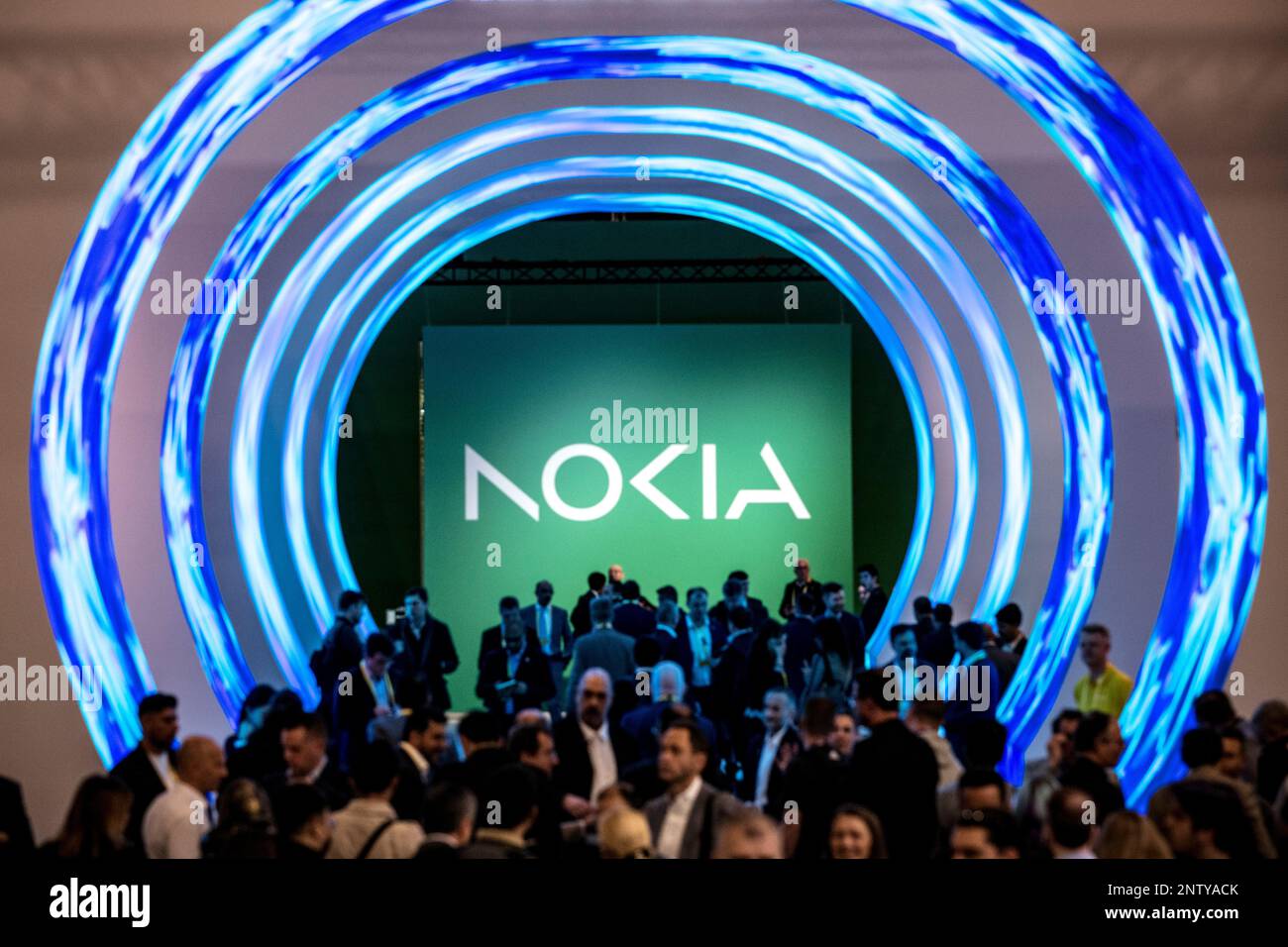 Barcelona, Spain. 28 February, 2023: The new Nokia logo is seen as ...