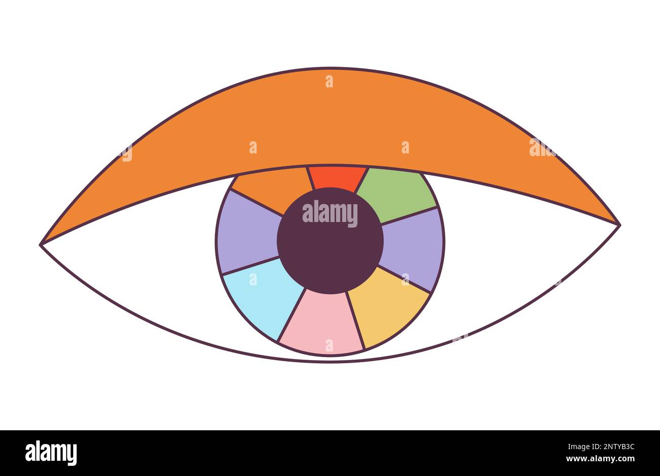 Retro 70s Groovy Hippie sticker eye. Psychedelic cartoon element -funky ...