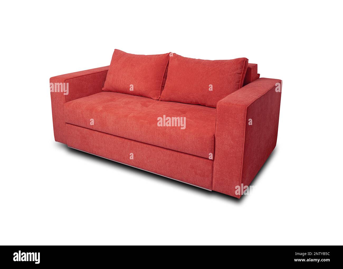 Burgundy soft sofa isolated on white background Stock Photo - Alamy
