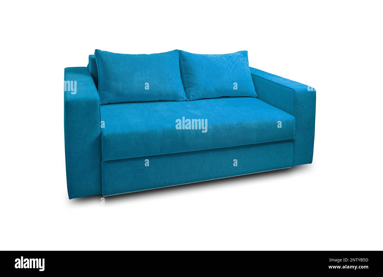 Blue soft sofa isolated on white background Stock Photo - Alamy