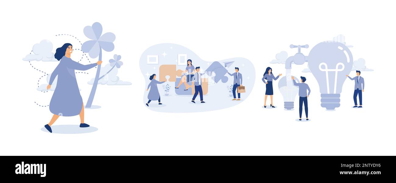 Luck for success,lucky clover leaf.Employee engagement,Sharing idea ...