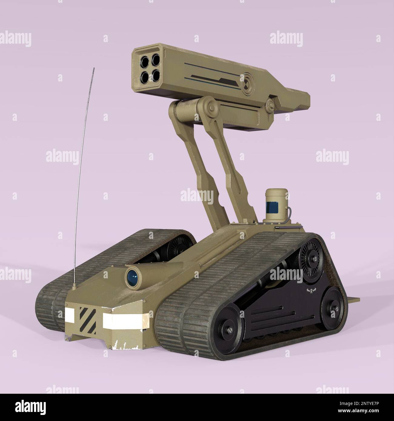 3D-illustration of a futuristic missile launcher on a scifi truck Stock ...