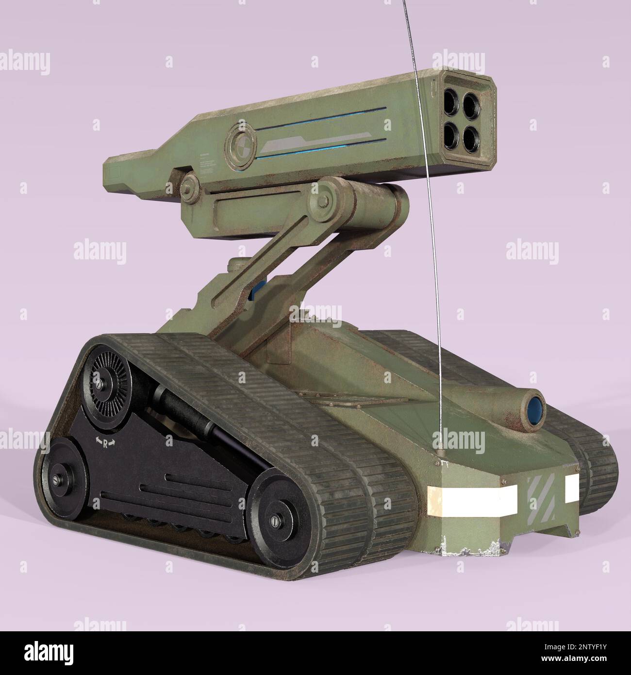 3D-illustration of a futuristic missile launcher on a scifi truck Stock ...