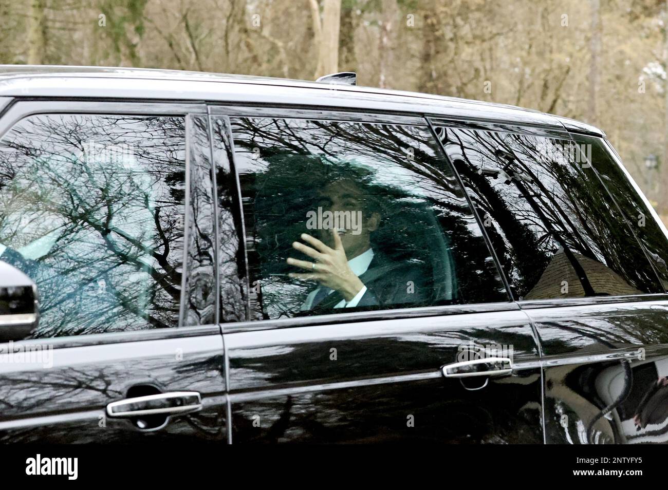 Prime Minister Rishi Sunak arrives at the Hilton Belfast Templepatrick ...